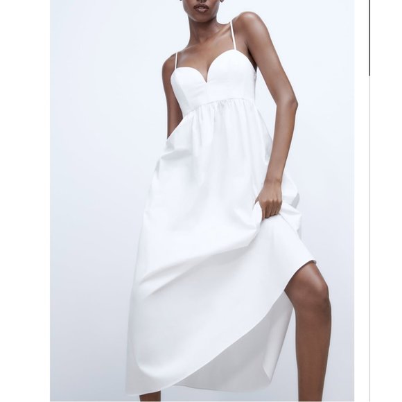 Zara | Dresses | Nwt Zara Voluminous Midi Dress White | Poshmark